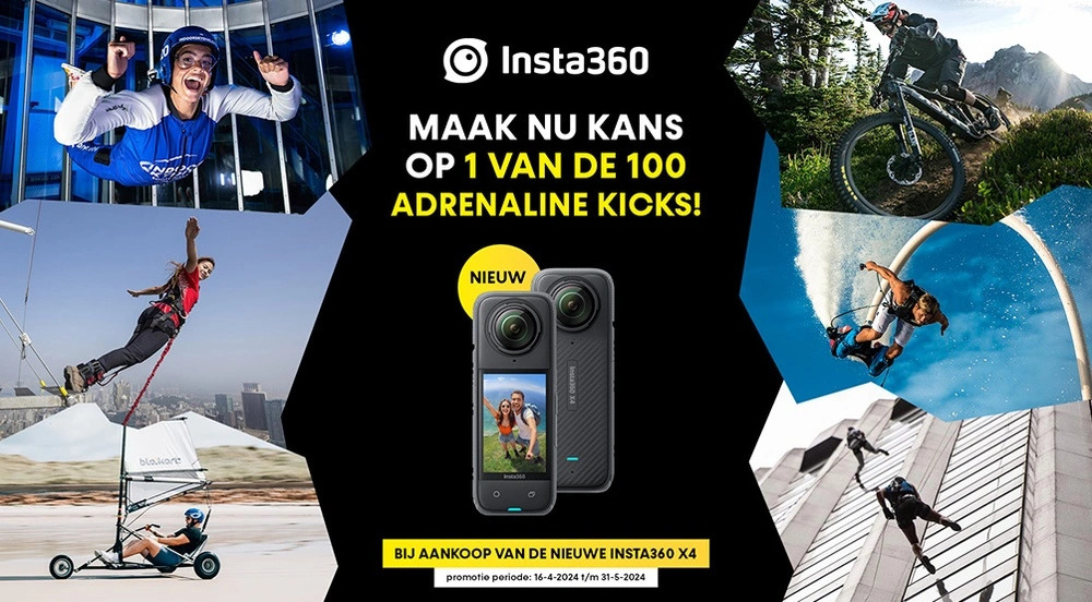 Maak kans op 1 van de 100 adrenaline kicks, na aankoop van de Insta360 ...